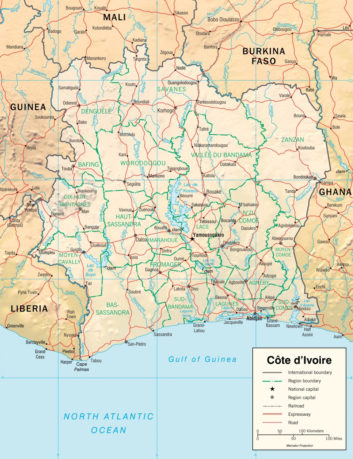 Cartes de la Côte d'Ivoire - Carte-monde.org